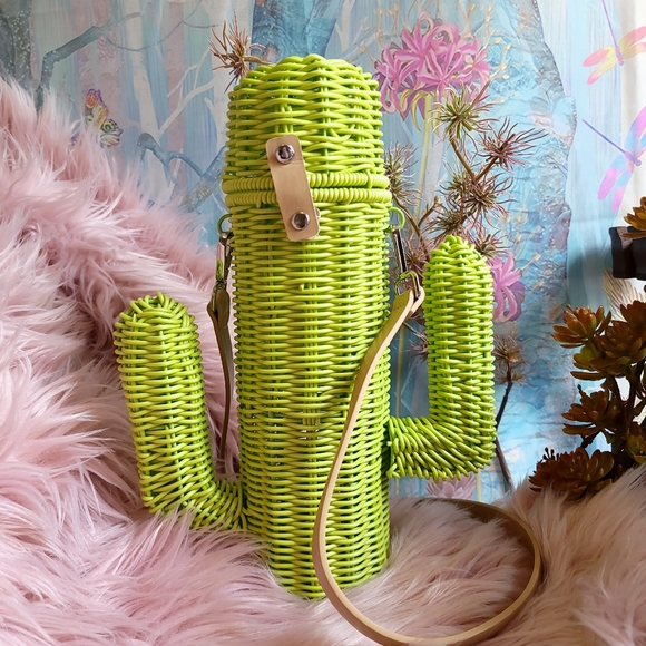 Bags | Wicker Cactus Bag Resin Wicker | Poshmark